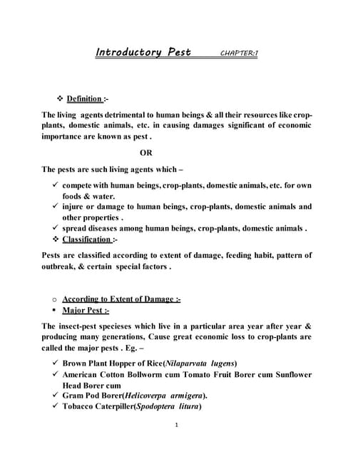 Lec. 15. Pests - Definition - Categories, Causes for outbreak of pests ...