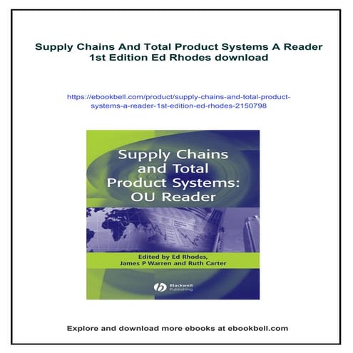Supply Chains And Total Product Systems A Reader 1st Edition Ed Rhodes ...
