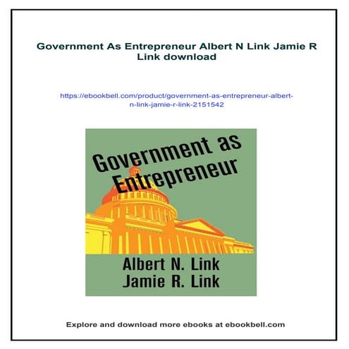 Government As Entrepreneur Albert N Link Jamie R Link | PDF