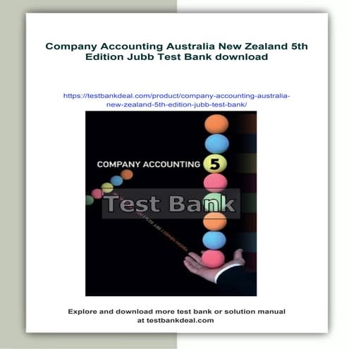 Company Accounting Australia New Zealand 5th Edition Jubb Test Bank | PDF