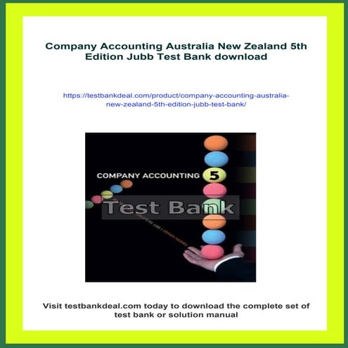 Company Accounting Australia New Zealand 5th Edition Jubb Test Bank | PDF
