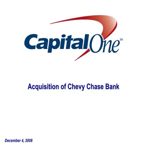 capital one Capital One Acquisition of Chevy Chase Bank | PDF