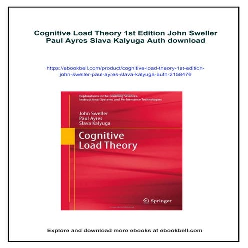 Cognitive Load Theory 1st Edition John Sweller Paul Ayres Slava Kalyuga ...