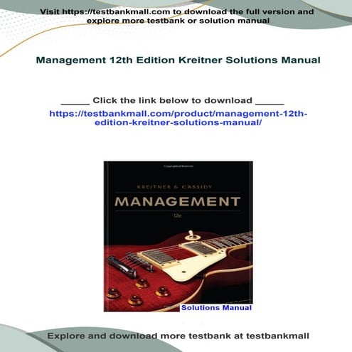 Management 12th Edition Kreitner Solutions Manual | PDF