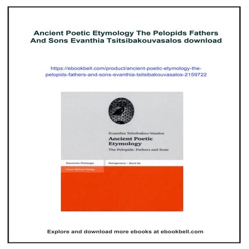 Ancient Poetic Etymology The Pelopids Fathers And Sons Evanthia ...