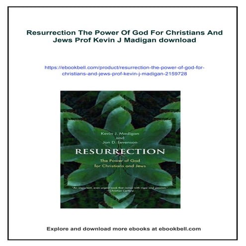 Resurrection The Power Of God For Christians And Jews Prof Kevin J ...