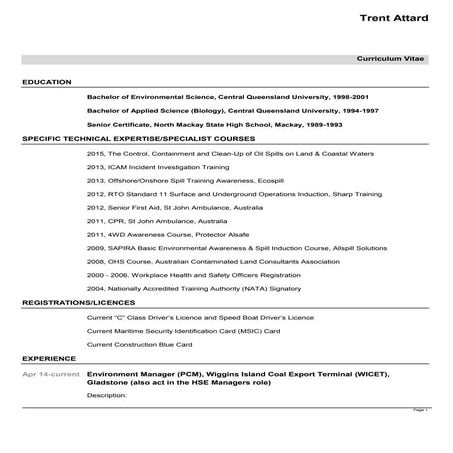 Trent Attard CV LinkedIn | PDF