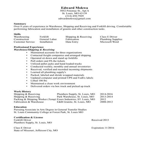 new resume 2016 | ODT