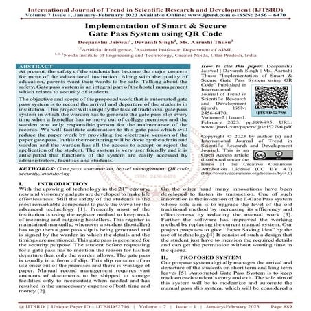 Implementation of Smart and Secure Gate Pass System using QR Code | PDF