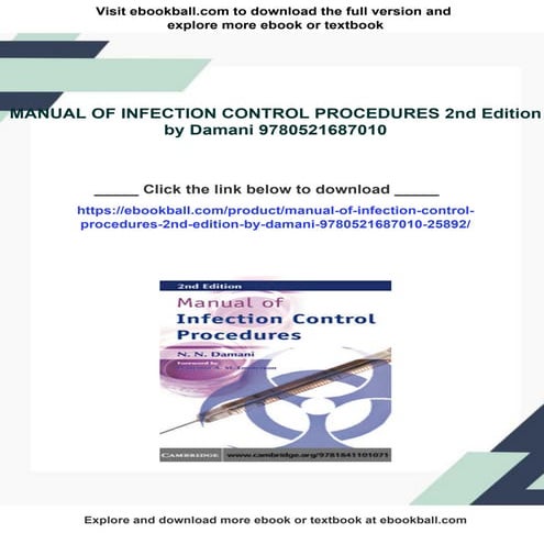 MANUAL OF INFECTION CONTROL PROCEDURES 2nd Edition by Damani ...