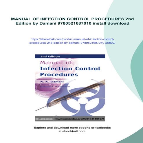 MANUAL OF INFECTION CONTROL PROCEDURES 2nd Edition by Damani ...