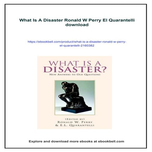 What Is A Disaster Ronald W Perry El Quarantelli | PDF