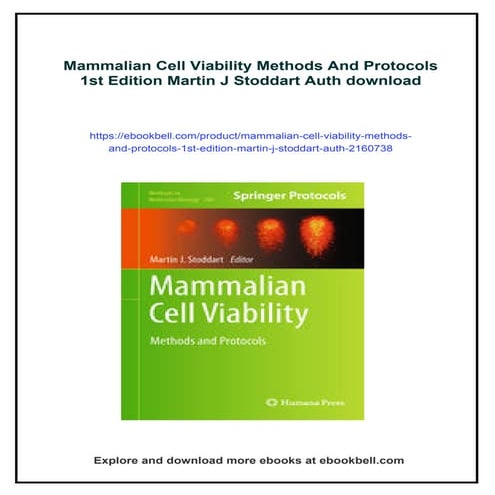 Mammalian Cell Viability Methods And Protocols 1st Edition Martin J ...