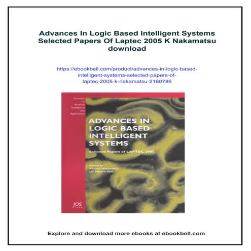 Advances In Logic Based Intelligent Systems Selected Papers Of Laptec 2005 K Nakamatsu | PDF