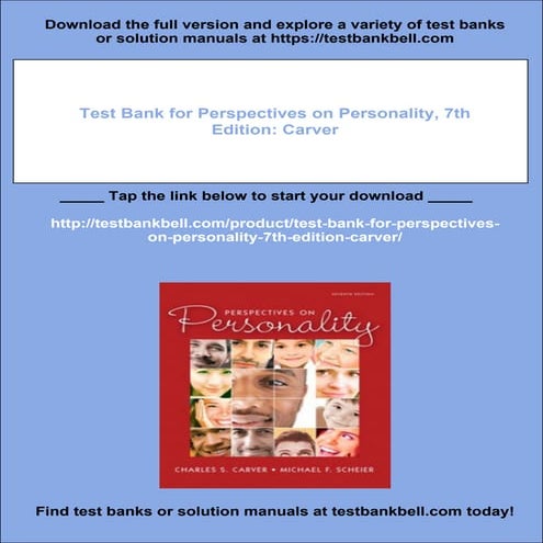 Test Bank for Perspectives on Personality, 7th Edition: Carver | PDF