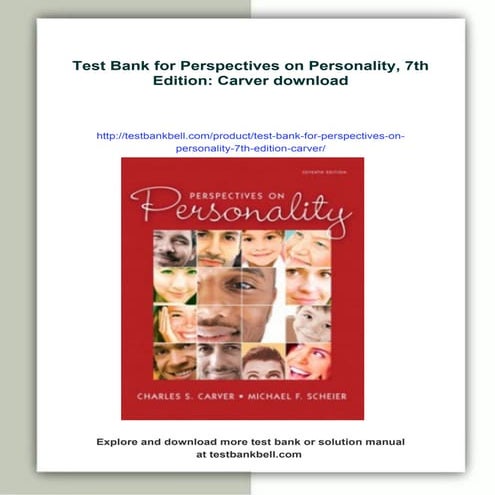 Test Bank for Perspectives on Personality, 7th Edition: Carver | PDF