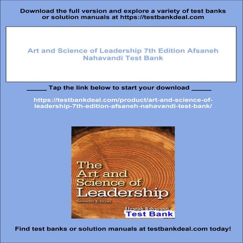 Art and Science of Leadership 7th Edition Afsaneh Nahavandi Test Bank | PDF