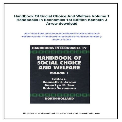 Handbook Of Social Choice And Welfare Volume 1 Handbooks In Economics ...
