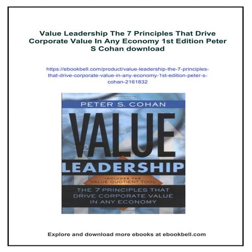 Value Leadership The 7 Principles That Drive Corporate Value In Any ...
