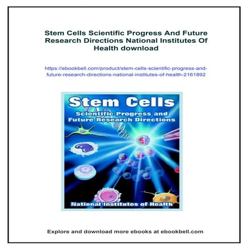 Stem Cells Scientific Progress And Future Research Directions National ...