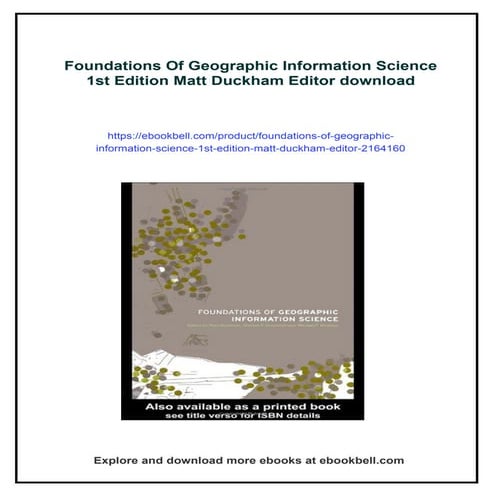 Foundations Of Geographic Information Science 1st Edition Matt Duckham ...