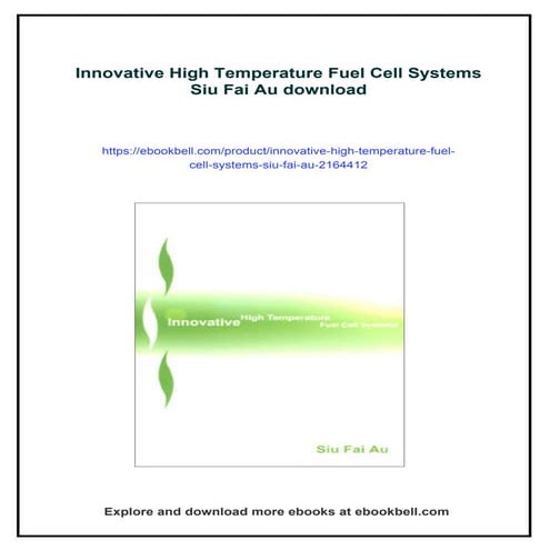 Innovative High Temperature Fuel Cell Systems Siu Fai Au | PDF
