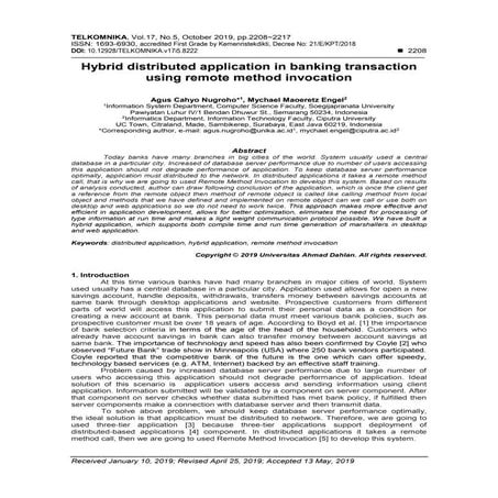 Hybrid distributed application in banking transaction using remote ...