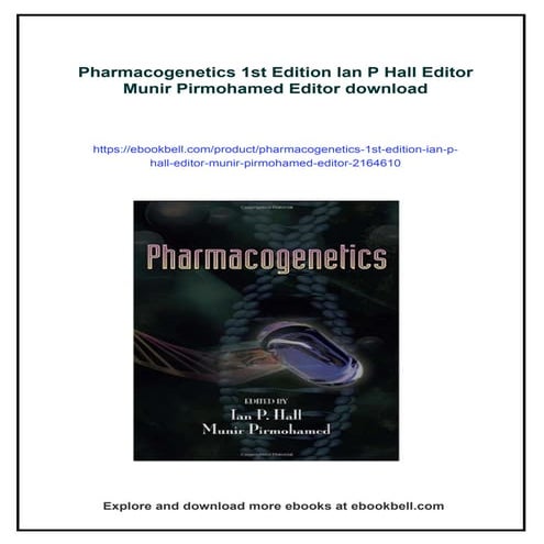 Pharmacogenetics 1st Edition Ian P Hall Editor Munir Pirmohamed Editor | PDF