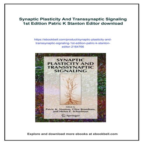 Synaptic Plasticity And Transsynaptic Signaling 1st Edition Patric K Stanton Editor | PDF