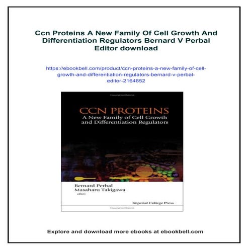 Ccn Proteins A New Family Of Cell Growth And Differentiation Regulators ...