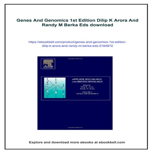 Genes And Genomics 1st Edition Dilip K Arora And Randy M Berka Eds | PDF