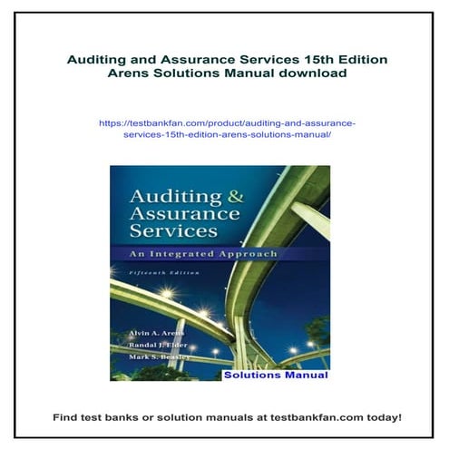 Auditing and Assurance Services 15th Edition Arens Solutions Manual | PDF