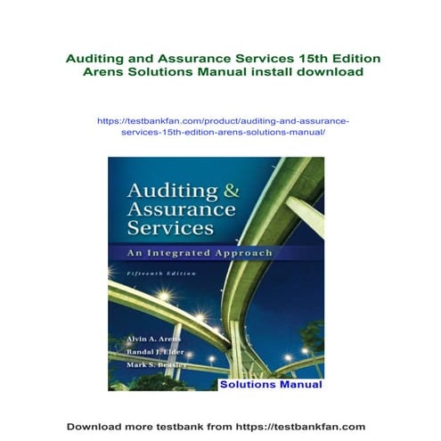 Auditing and Assurance Services 15th Edition Arens Solutions Manual | PDF