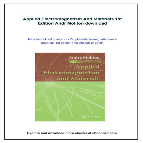 Applied Electromagnetism And Materials 1st Edition Andr Moliton | PDF