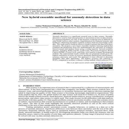 New Hybrid Ensemble Method For Anomaly Detection In Data Science Pdf
