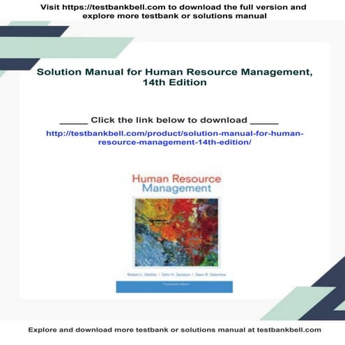Solution Manual for Human Resource Management, 14th Edition | PDF