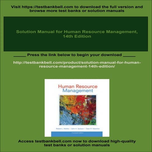 Solution Manual For Human Resource Management 14th Edition Pdf
