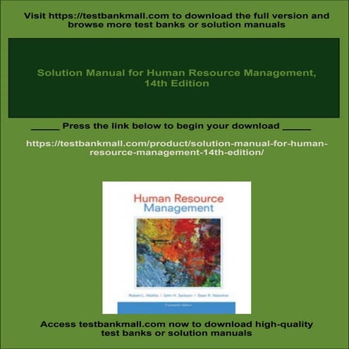 Solution Manual for Human Resource Management, 14th Edition | PDF
