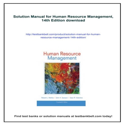 Solution Manual for Human Resource Management, 14th Edition | PDF