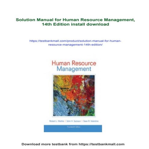Solution Manual for Human Resource Management, 14th Edition | PDF