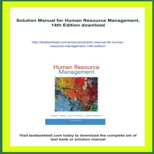 Solution Manual for Human Resource Management, 14th Edition | PDF