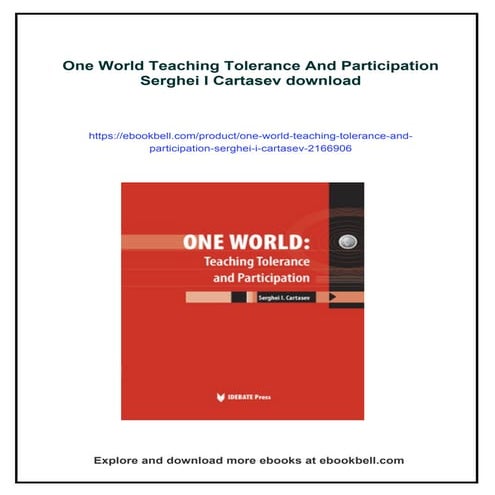 One World Teaching Tolerance And Participation Serghei I Cartasev | PDF