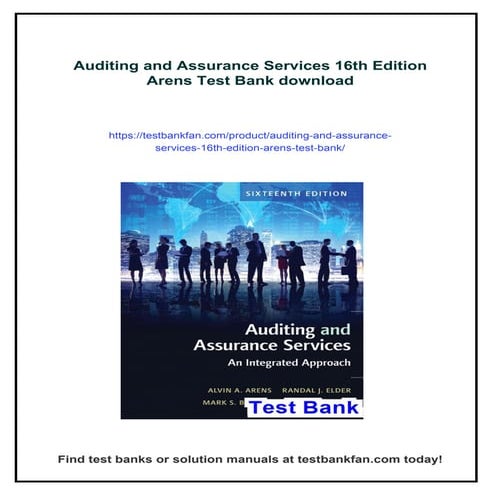 Auditing and Assurance Services 16th Edition Arens Test Bank | PDF