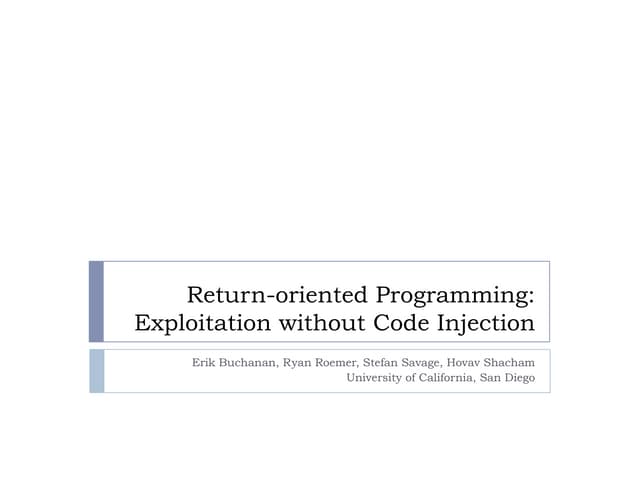 Return Oriented Programming Exploits Without Code Injection Pdf 6072