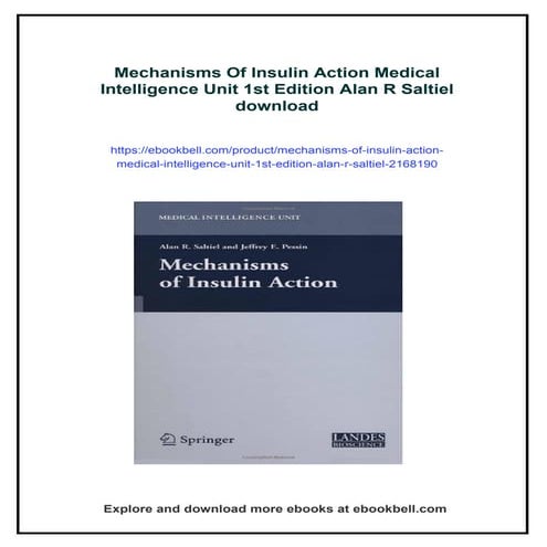 Mechanisms Of Insulin Action Medical Intelligence Unit 1st Edition Alan ...