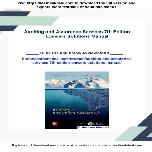 Auditing and Assurance Services 7th Edition Louwers Solutions Manual | PDF