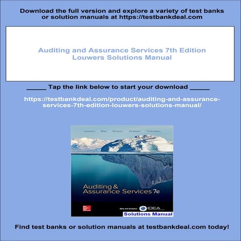 Auditing and Assurance Services 7th Edition Louwers Solutions Manual | PDF