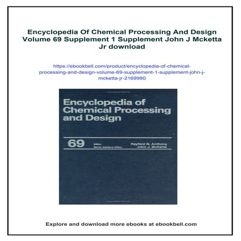Encyclopedia Of Chemical Processing And Design Volume 69 Supplement 1 ...