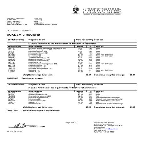 University Academic Results Original | PDF