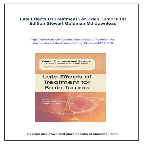 Late Effects Of Treatment For Brain Tumors 1st Edition Stewart Goldman ...